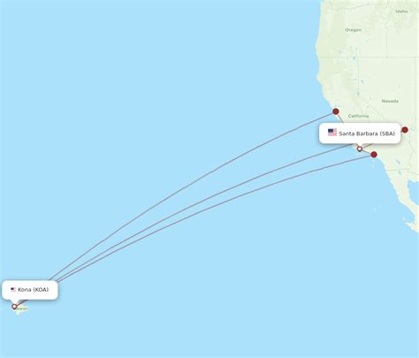 All Flight Routes From Kailua Kona To Santa Barbara Koa To Sba Flight Routes