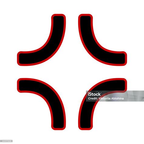 십자가 터지는 정맥 기호입니다 분노 또는 짜증 효과 아이콘은 만화 스타일 만화입니다 화난 감정 애니메이션 만화 기호는 흰색 배경에 고립되어 있습니다 만푸 픽토그램 벡터 평면