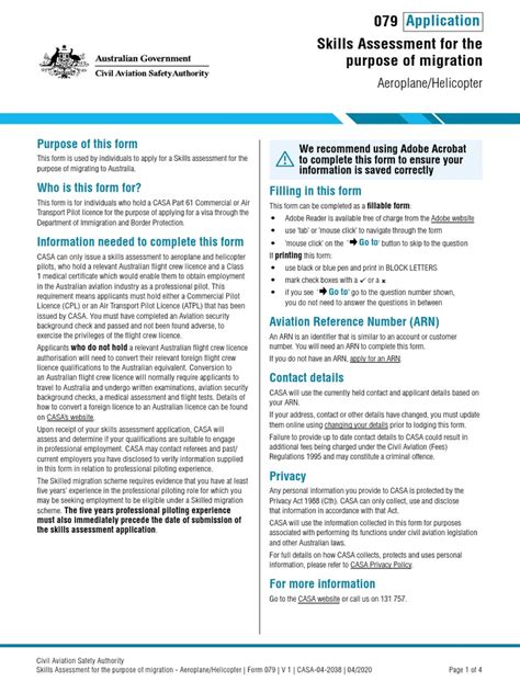 Application Skills Assessment Migration Pilot Form 79 Pdf Flight