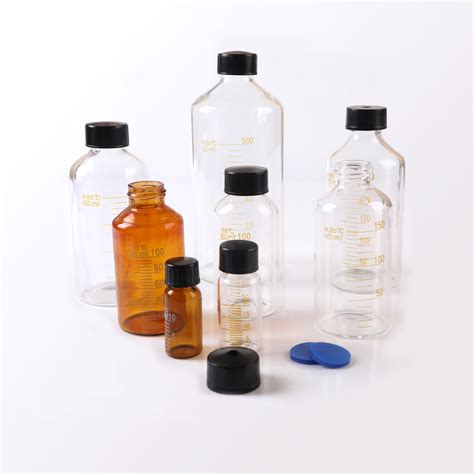 杰岛实验室透明棕色带刻度血清瓶顶空瓶化学试剂瓶玻璃瓶50ml 100ml 150ml 200ml 250ml 500ml 1000ml耐酸碱 虎窝淘
