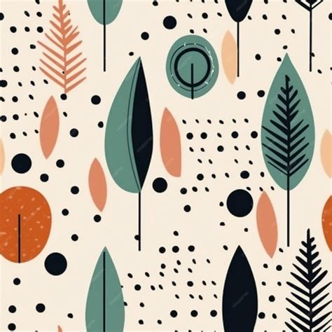 Premium Photo A Pattern With Leaves And Dots On A White Background
