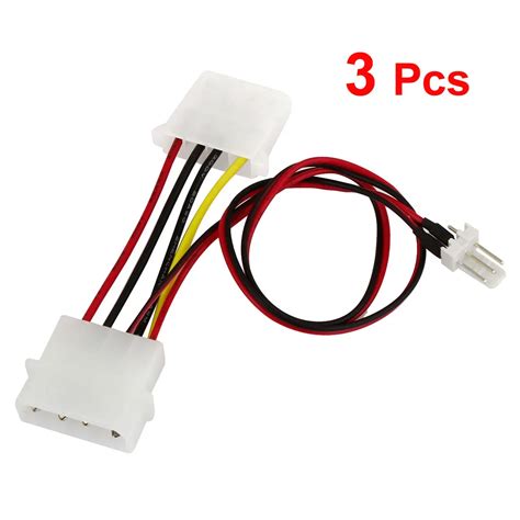 Uxcell 3 Pcs Ide Power 3 Pin Male To Double 4 Pin Cpu Fan Cable Adapter