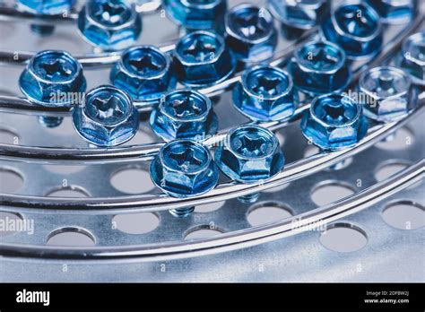 Set Of Screw On Metal Grid Closeup Stock Photo Alamy