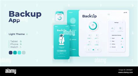 Backup App Screen Vector Adaptive Design Template Cloud Storage Application Day Mode Interface