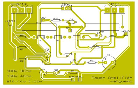 100w Power Amplifier Tip142 Tip147 Electronic Circuit