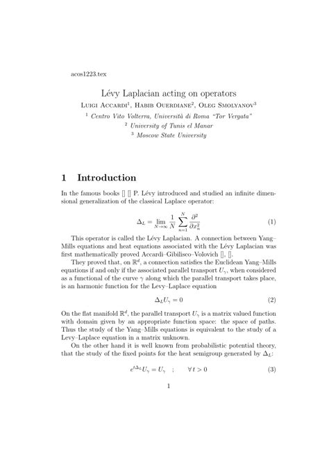 Pdf Quantum Lévy Laplacian And Applications