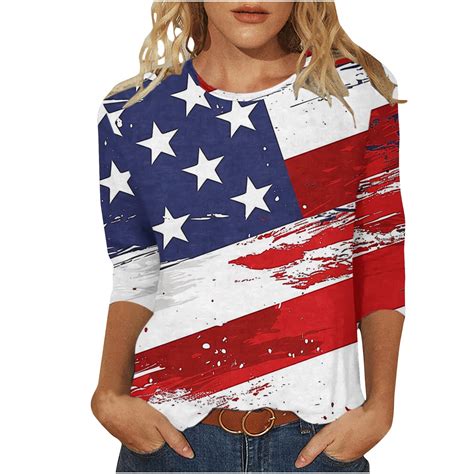 America Shirts For Women Womens Tees Loose Fit Tshirts Shirts For Women