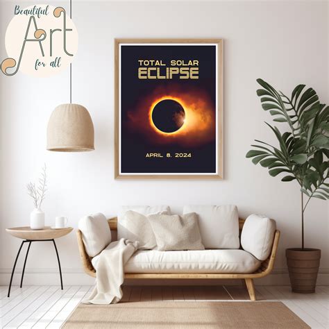 Printable Total Solar Eclipse 2024 Poster Total Eclipse Wall Art Sold