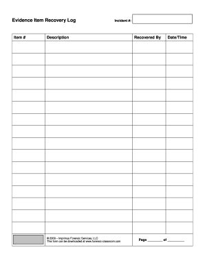 Evidence Log Fill Online Printable Fillable Blank PdfFiller