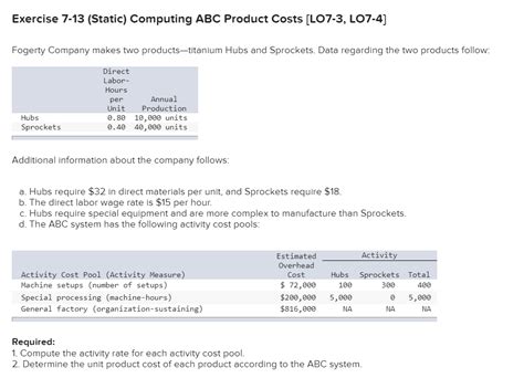 Solved Exercise 7 13 Static Computing Abc Product Costs