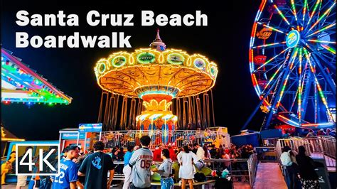 4k Santa Cruz Beach Boardwalk California Night Walking Tour Youtube