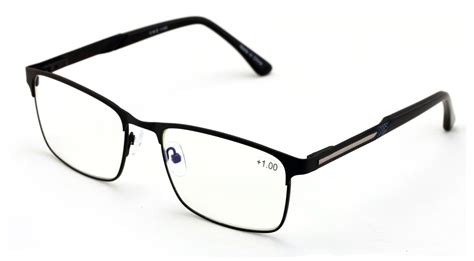 Men Rectangular Stainless Steel Reading Glasses Anti Blue Ray Lens Computer Reader Wide
