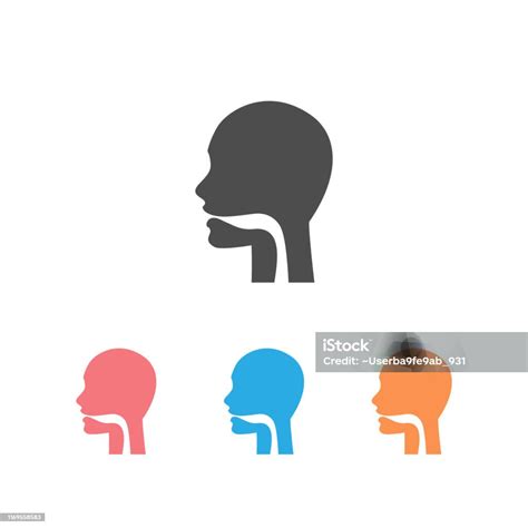 구강 인두 및 식도 문말 아이콘 세트 영양 운하의 상부 실루엣 기호입니다 음수 공간입니다 벡터 절연 그림 아이콘에 대한 스톡