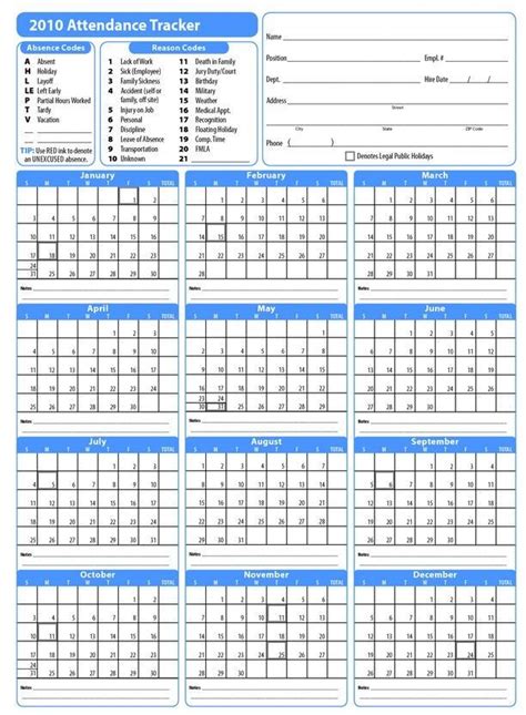 Free Printable 2022 Employee Attendance Calendar Pdf Printable Word