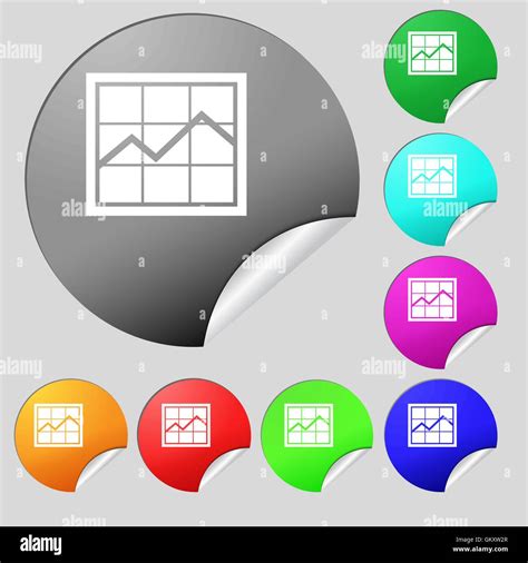 Chart Icon Sign Set Of Eight Multi Colored Round Buttons Stickers Vector Stock Vector Image