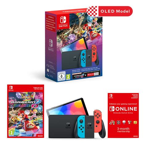 Nintendo Switch Oled Neon Mario Kart 8 Deluxe Bundle Nso Stock
