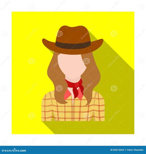 Cowgirl Icon In Flat Style Isolated On White Background Rodeo Symbol