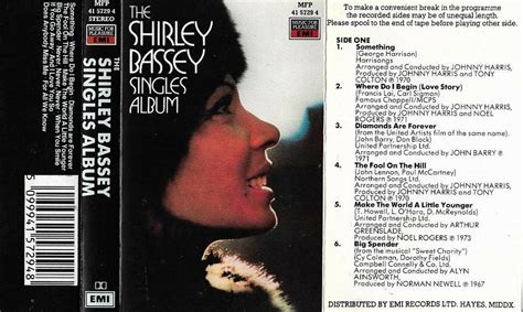 Shirley Bassey Singles Album Cassette Emi Music For Pleasure Jazz Pop