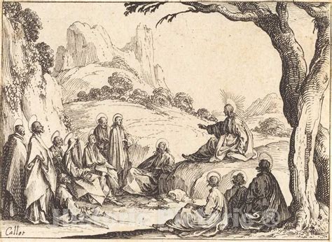 Art Print Jacques Callot Sermon On The Mount 1635 Vintage Wall