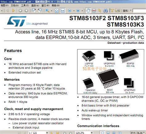 STM8S103官方手册pdf下载 - STM32/8