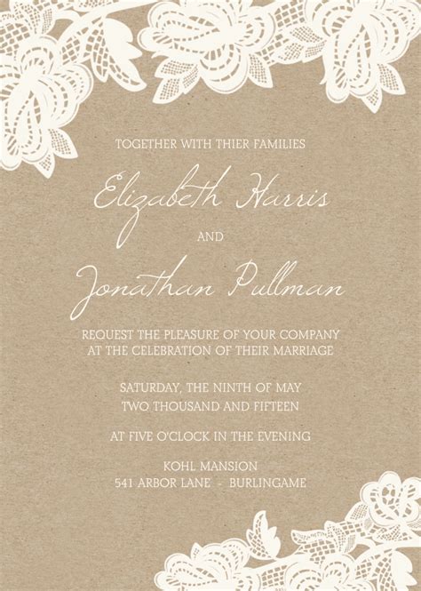 Rustic Lace Wedding Invitations Wedding Invitations Wedding