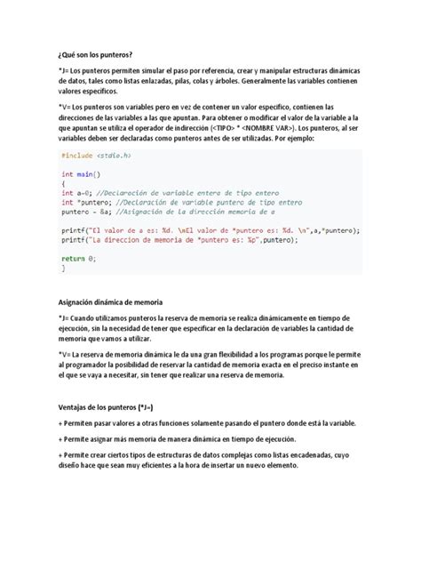 Punteros Estructuras De Datos Pdf Puntero Programación De Computadora Estructura De