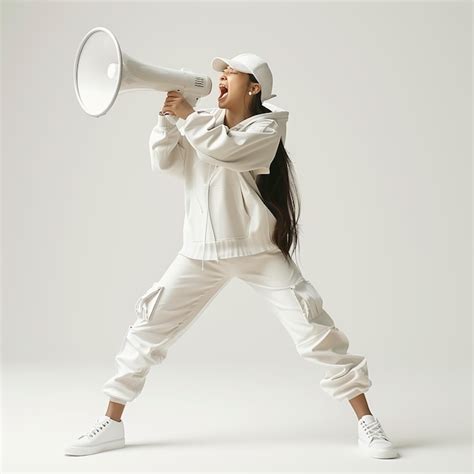 3d Rendered Photo Of Full Body Young Woman In Hat Casual Clothes Scream