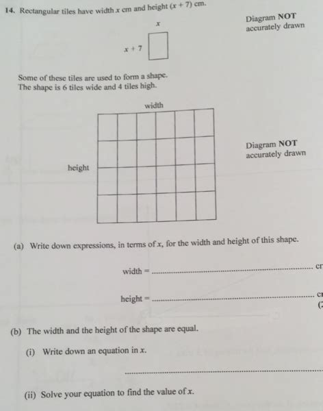 Solved Rectangular Tiles Have Width X Cm And Height X7 Cm