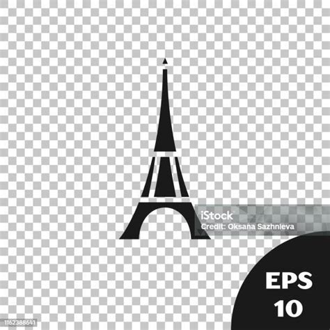 투명 한 배경에 격리 된 검은 색 에펠 탑 아이콘입니다 프랑스 파리 의 랜드 마크 기호입니다 벡터 일러스트레이션 강철에 대한 스톡 벡터 아트 및 기타 이미지 Istock