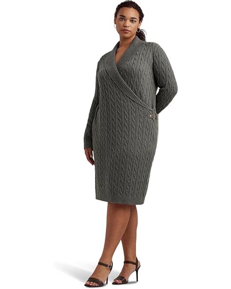 Womens Lauren Ralph Lauren Plus Size Cable Knit Buckle Trim