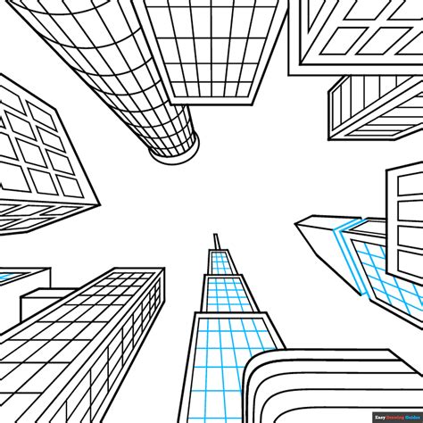 How To Draw Easy Buildings And Sky In One Point Perspective Really