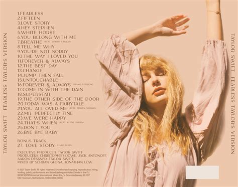 Taylor Swifr Fearless Taylors Version Back By Kallumlavigne On Deviantart