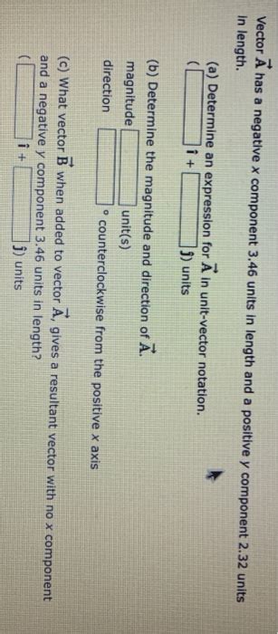 solved vector a has a negative x component 3 46 units in