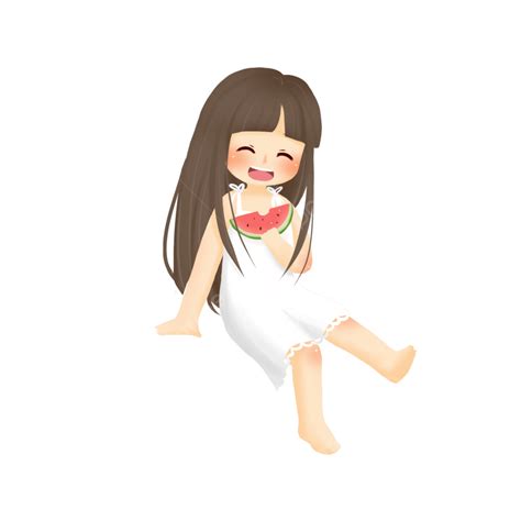 Girl Eating Watermelon Png Image Girl Sitting And Eating Watermelon