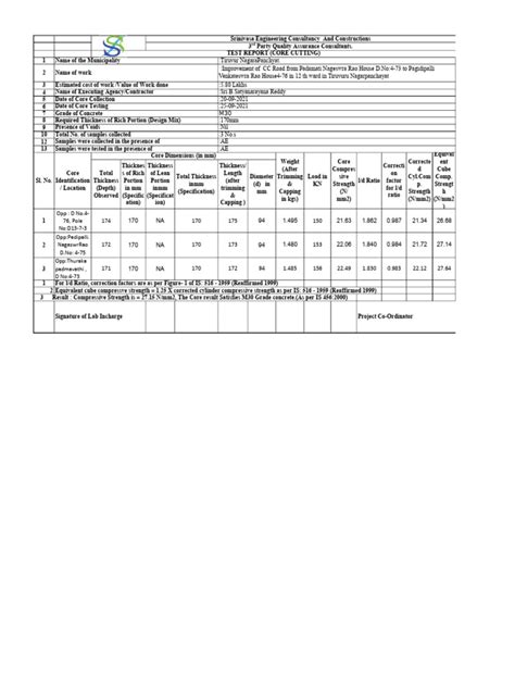 12th Ward Core Cutting Pdf Materials Building Engineering
