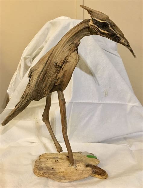 Driftwood Bird Sculpture Blue Heron Driftwood Driftwood Bird