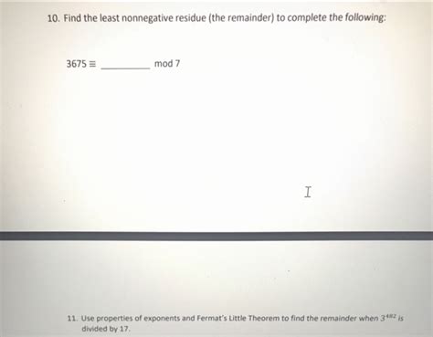 Solved 10 Find The Least Nonnegative Residue The