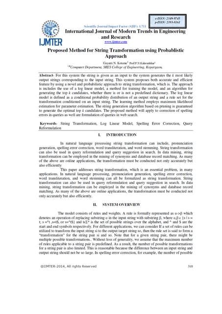 Proposed Method For String Transformation Using Probablistic Approach Pdf