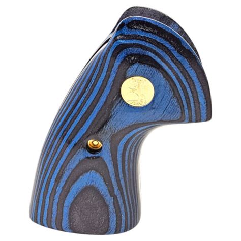 Blue Black Pakkawood Grips W 24k Gold For Colt Python And Anaconda
