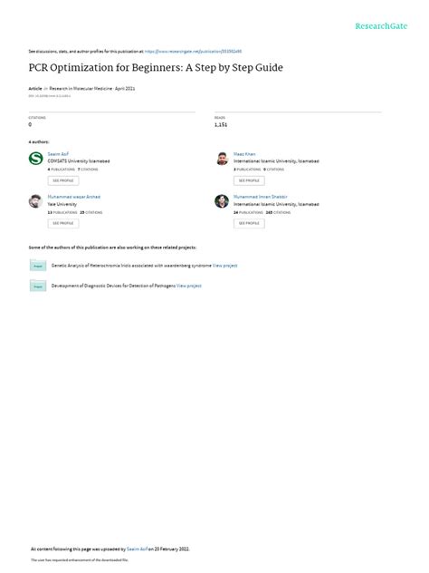 Pcr Optimization For Beginners A Step By Step Guide Pdf Polymerase Chain Reaction Primer