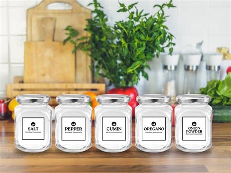 Editable Kitchen Label Canva Template Kitchen Condiments Organization Labels Stickers Herbs And