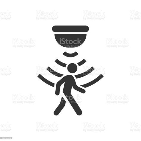 Motion Sensor Icon In Flat Style Sensor Waves With Man Vector Illustration On White Isolated
