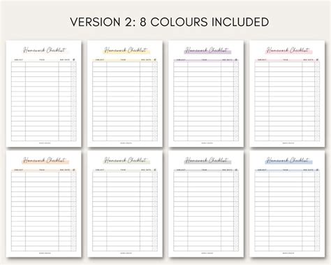 Homework Checklist Printable Student Planner For Students Planner