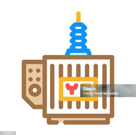 전기 변전소 전기 엔지니어 색상 아이콘 벡터 그림 개폐 장치에 대한 스톡 벡터 아트 및 기타 이미지 개폐 장치 공장 산업