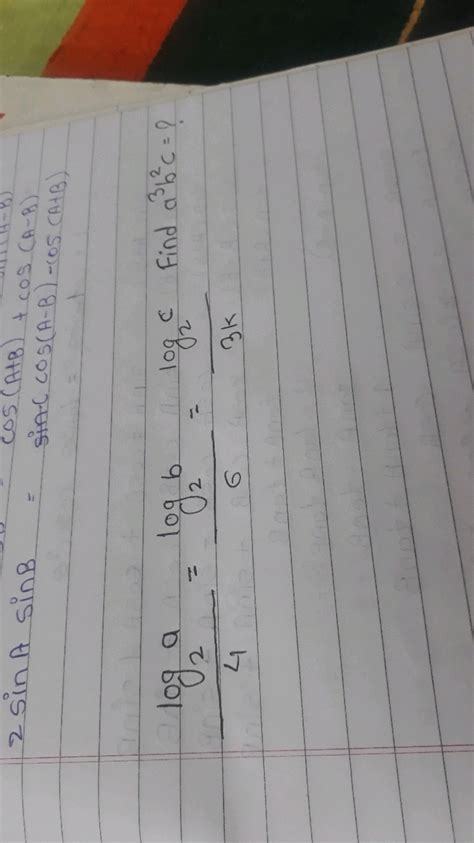 2 Sin A Sin B Cos A B Cos A B Frac{ Log {2} A}{4} Frac{ Log