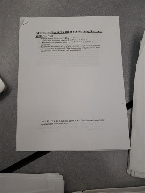Solved Approximating Areas Under Curves Using Riemann Sums