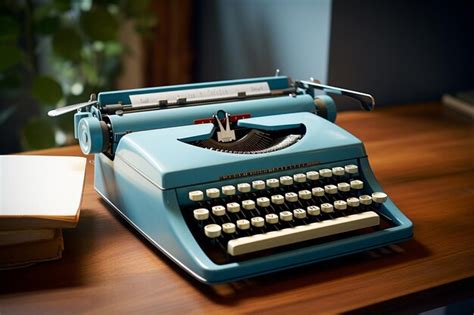 Premium AI Image Vintage Blue Typewriter For Creative Writing