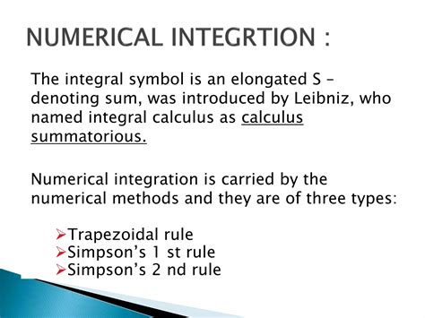 Numerical Integration And Its Applications Pptx
