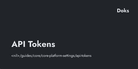Api Tokens