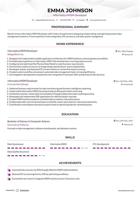 10 Informatica MDM Developer Resume Samples Templates For 2025